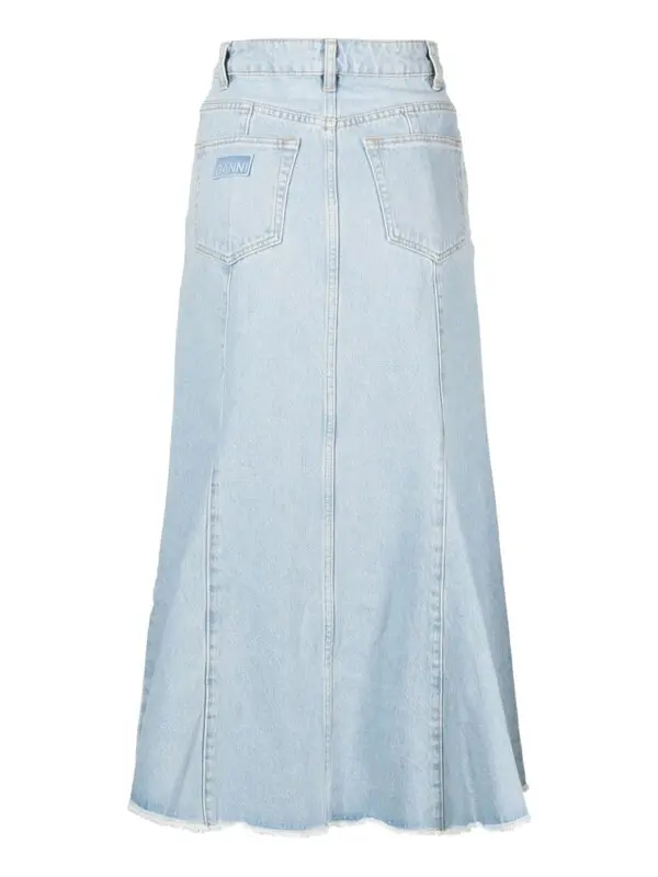 GANNI Denim Peplum Midi Skirt