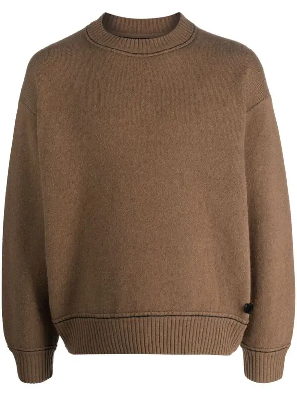 Sacai Crew-neck Pullover Jumper - Brown