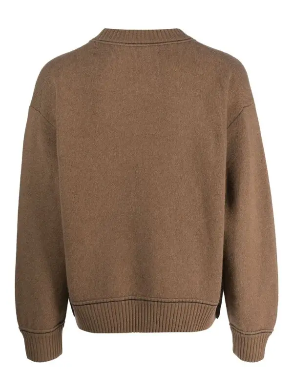 Sacai Crew-neck Pullover Jumper - Brown