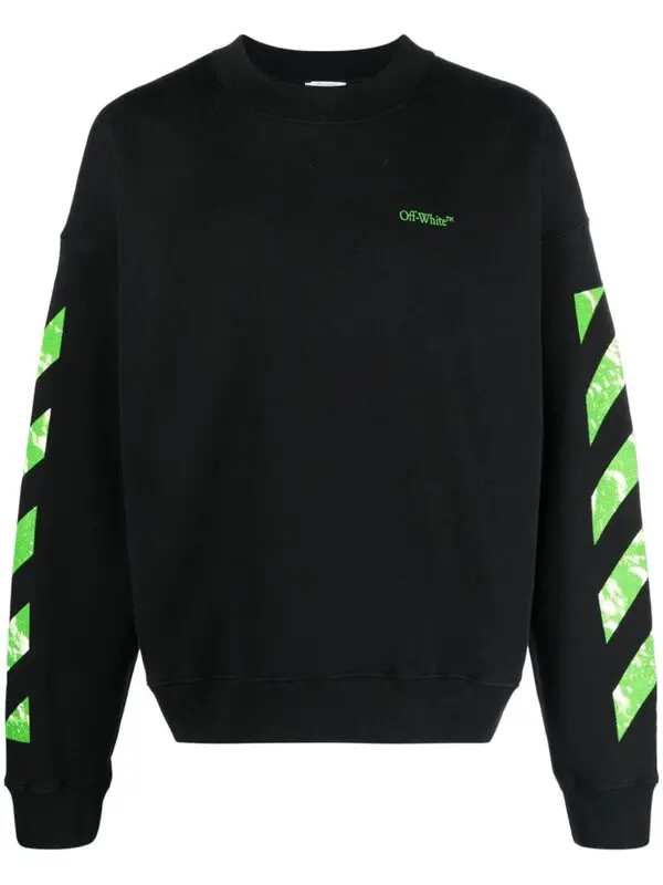 Off-White Diag Stripe Cotton Sweatshirt - Black