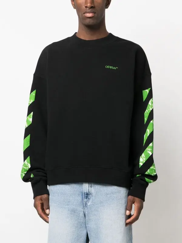 Off-White Diag Stripe Cotton Sweatshirt - Black
