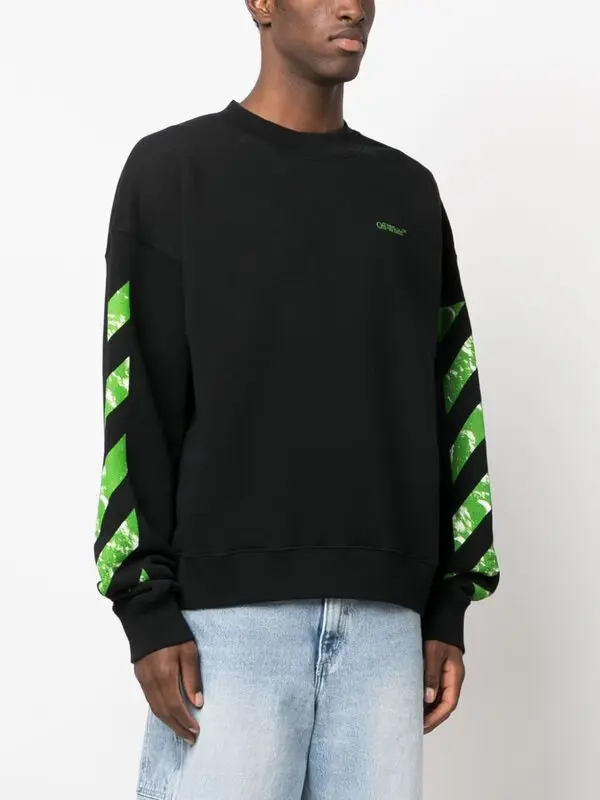 Off-White Diag Stripe Cotton Sweatshirt - Black
