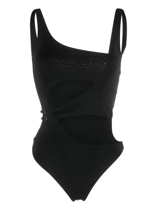 Off-White Cut-out High-cut Swimsuit - Black
