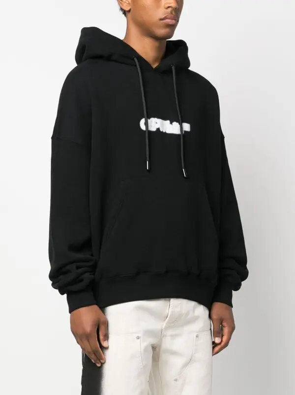 Off-White Logo-print Cotton Hoodie - Black