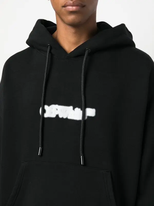 Off-White Logo-print Cotton Hoodie - Black