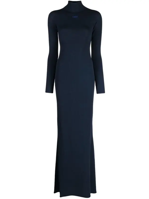 Off-White Long-sleeve Maxi Dress - Blue