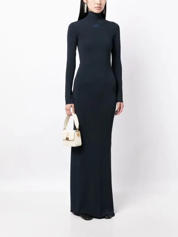 Off-White Long-sleeve Maxi Dress - Blue