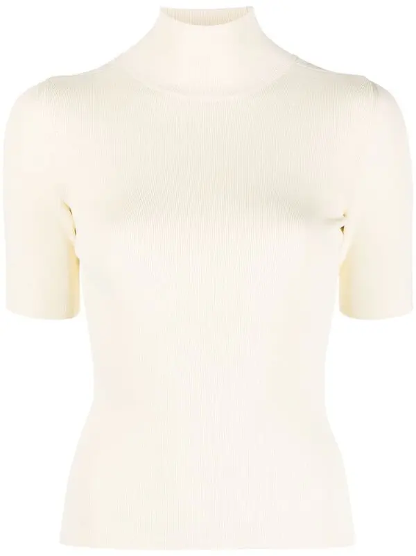 Off-White Logo-debossed Rib-knit Top - Neutrals