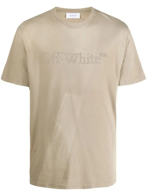 Off-White Logo-patch Cotton T-shirt - Neutrals