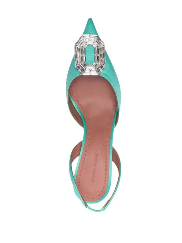 Amina Muaddi Camelia 60mm Slingback Pumps - Green