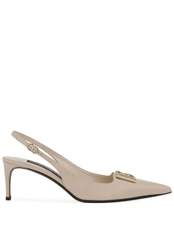 Dolce & Gabbana Logo-plaque Slingback Pumps - Neutrals