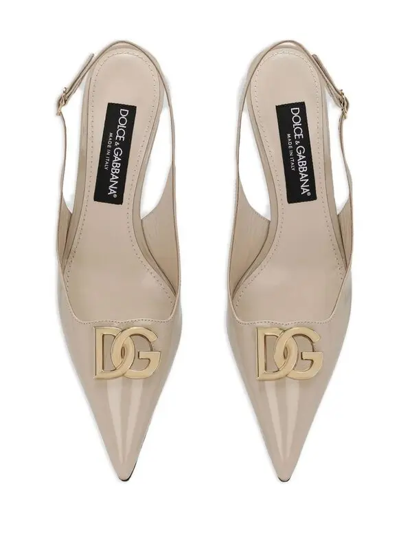 Dolce & Gabbana Logo-plaque Slingback Pumps - Neutrals
