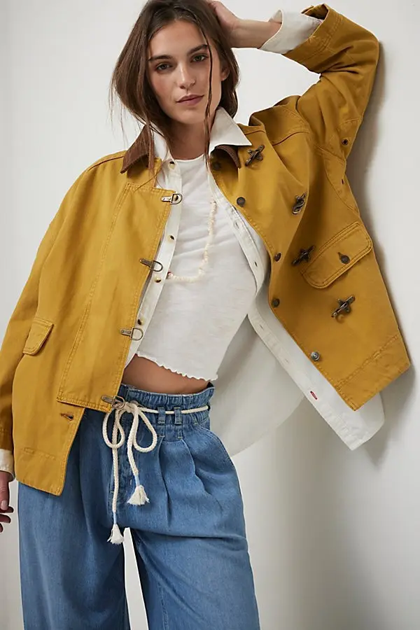 Free People We The Free Denim Barn Coat - Mustard
