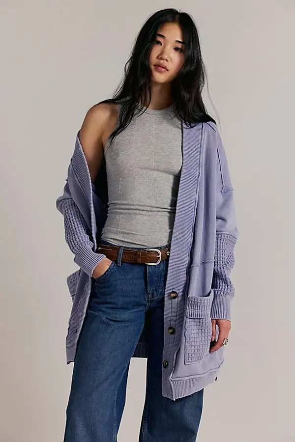 Free People We The Free Brooklyn Cardigan - Frosted Violet