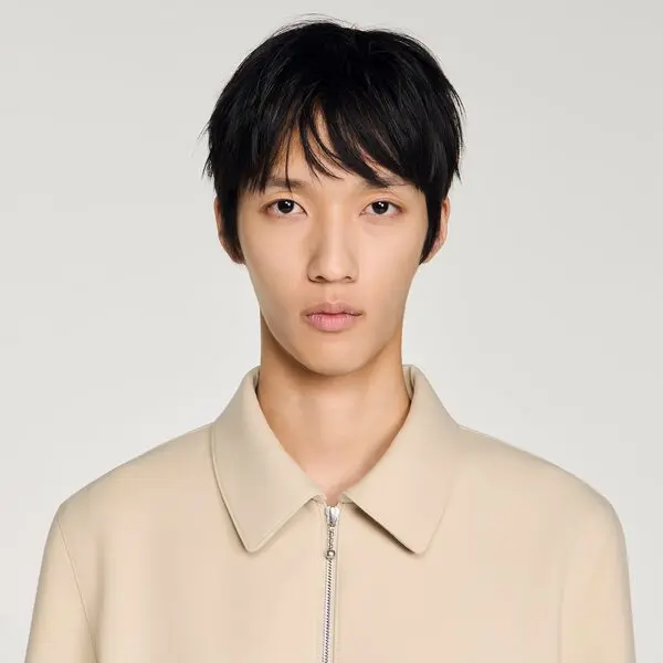 Sandro Wool-blend Zip-up Jacket - Beige