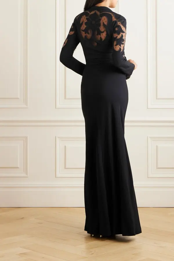 chinese dress ladies Baltic Born Womens Valora Swiss Dot Tulle Maxi Dress | Black main image 0