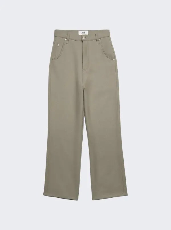 Ami Baggy Fit Virgin Wool Trousers - Taupe