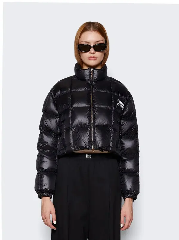 ジャケット・アウター miumiu navy cropped puffer jacket Miu Miu Oversized Crop Down Jacket - Bergdorf Goodman