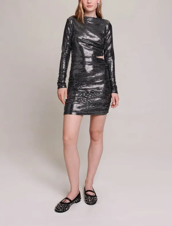 Maje Short Dress - Silver