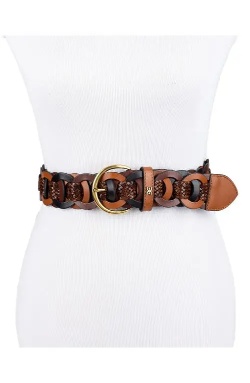 Sam Edelman Woven Leather Link Belt - Multi-brown