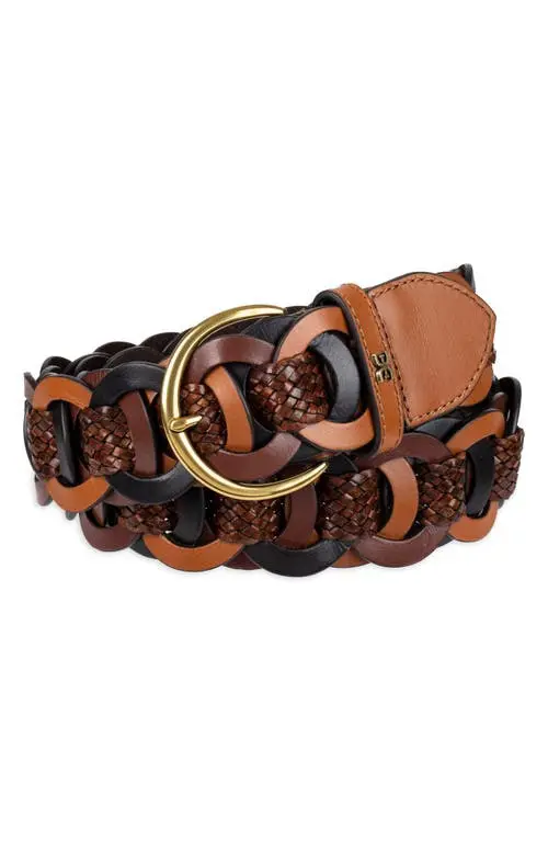 Sam Edelman Woven Leather Link Belt - Multi-brown