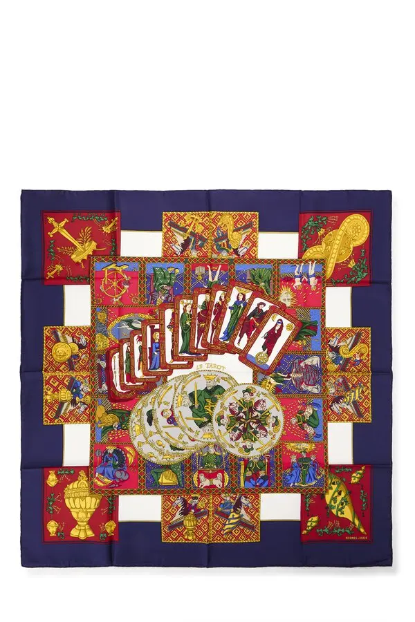 Hermès Multicolor 'le Tarot' Silk Scarf 90