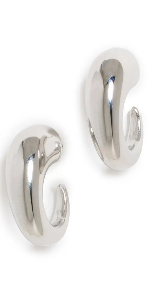 BY ADINA EDEN Solid Bubble Hoop Earrings - Silver