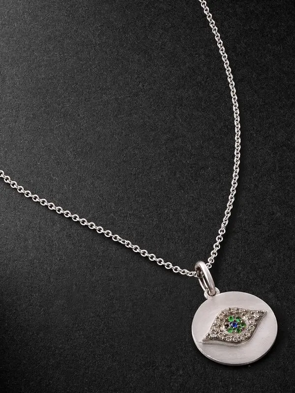 Ileana Makri Golden Eye Mini White Gold Pendant Necklace