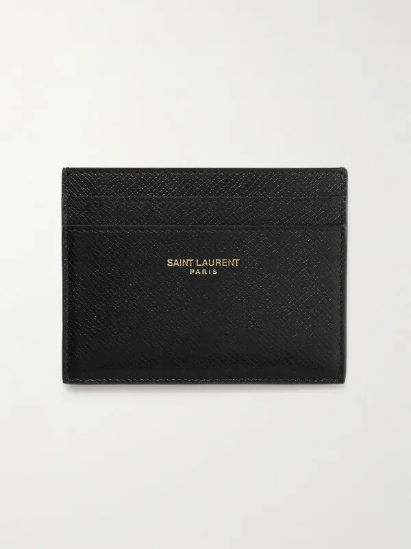 Saint Laurent Logo-print Upcycled Cross-grain Leather Cardholder - Black