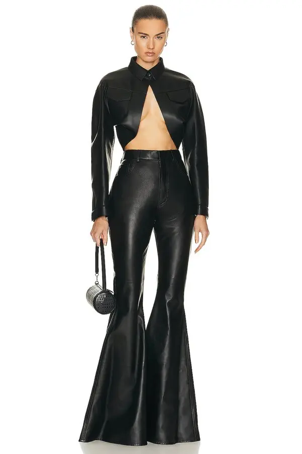 Alaïa Leather Flare Pant - Noir Alaia