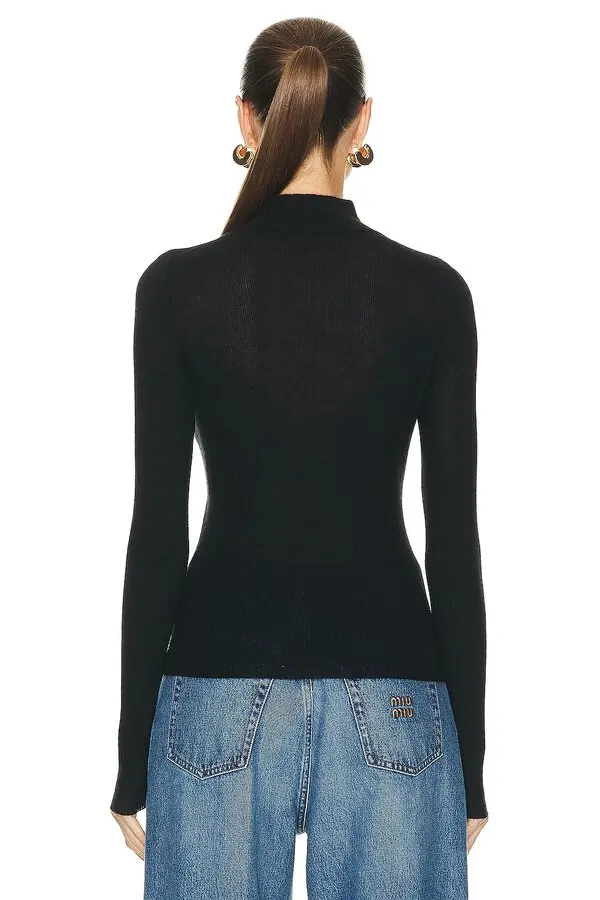 Guest In Residence Base Layer Rib Turtleneck Top - Black