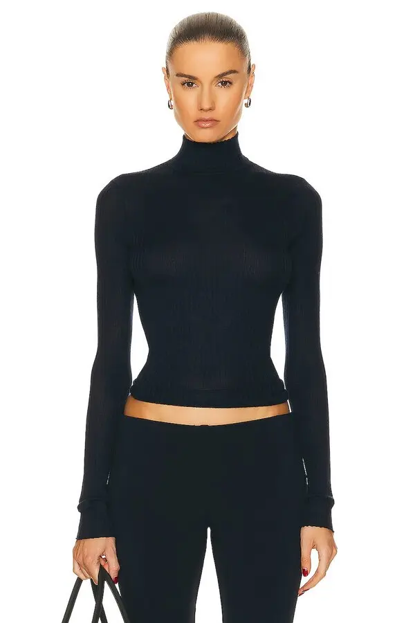 Sprwmn Mock Neck Top - Inkwell
