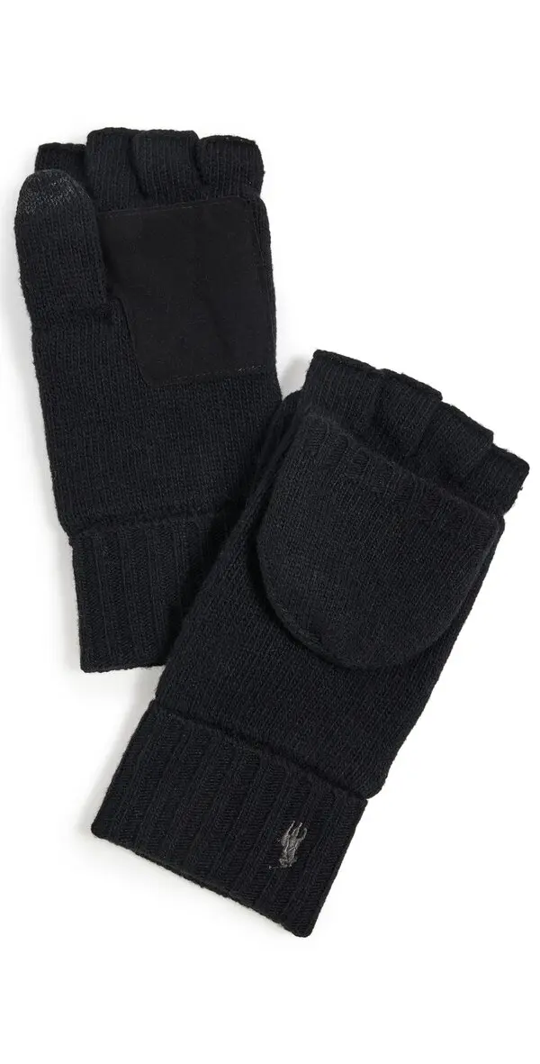 Ralph Lauren Wool-blend Convertible Mittens - Polo Black