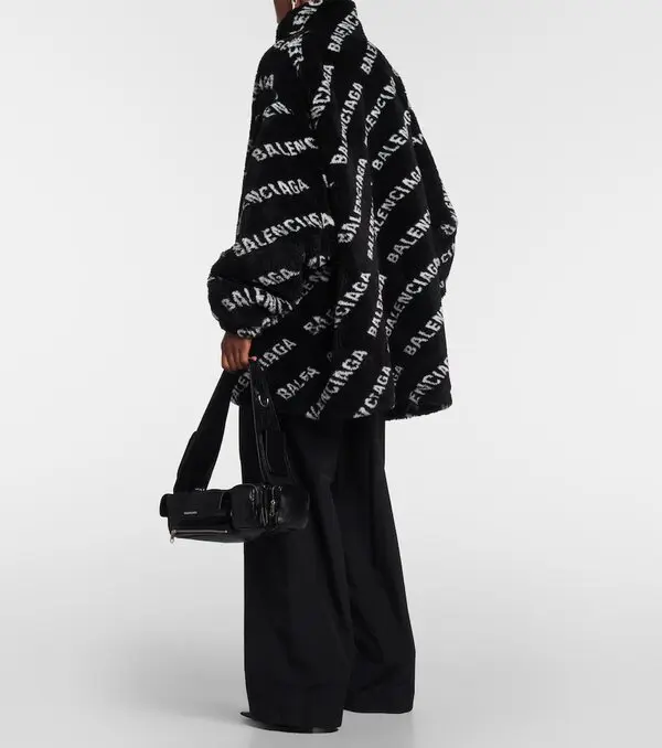 Balenciaga Logo Print Zip-up Jacket - Black