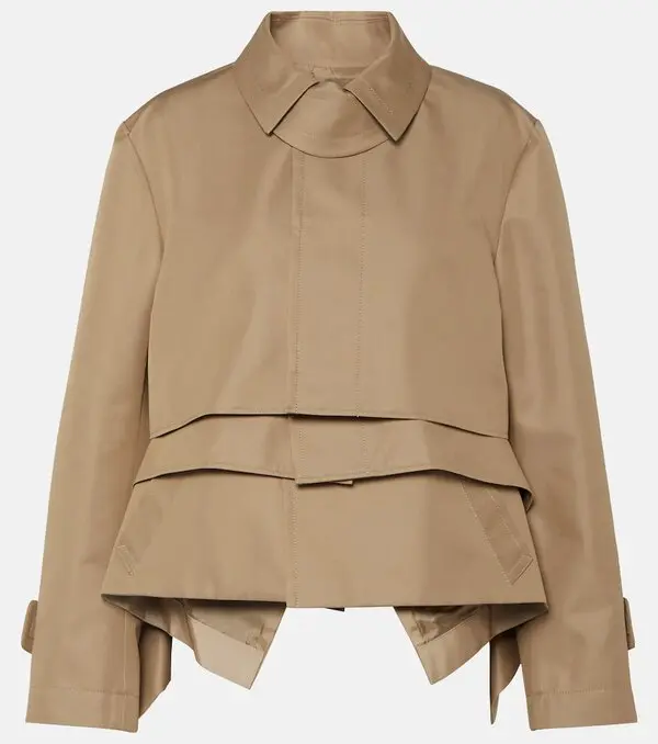 Sacai Cotton Gabardine Blouson Jacket In Beige - 30% Off