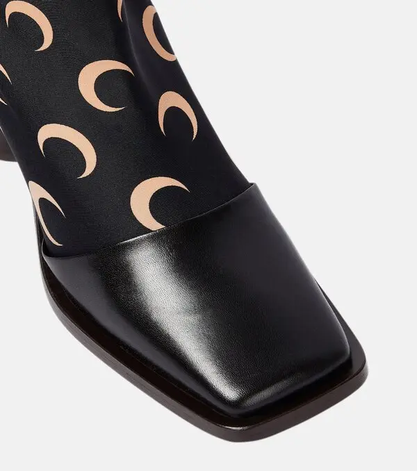 MARINE SERRE Printed Leather-trimmed Sock Boots