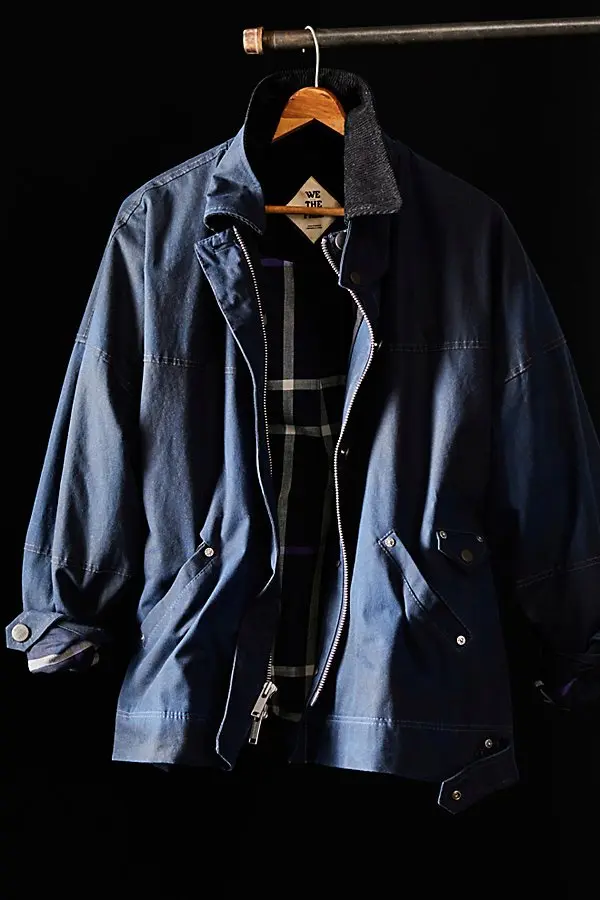 Free People We The Free Cori Waxed Chore Jacket - Darkest Sapphire