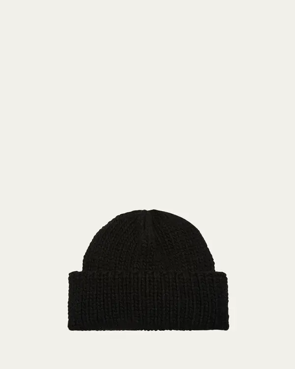Inverni Chunky Knit Cashmere Beanie - Black