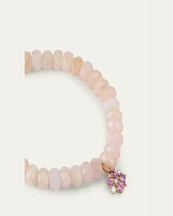 SYDNEY EVAN 14k Morganite Beaded Bracelet With Diamond And Sapphire Disc Charm