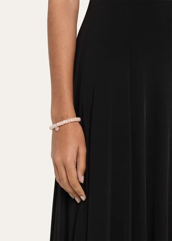 SYDNEY EVAN 14k Morganite Beaded Bracelet With Diamond And Sapphire Disc Charm