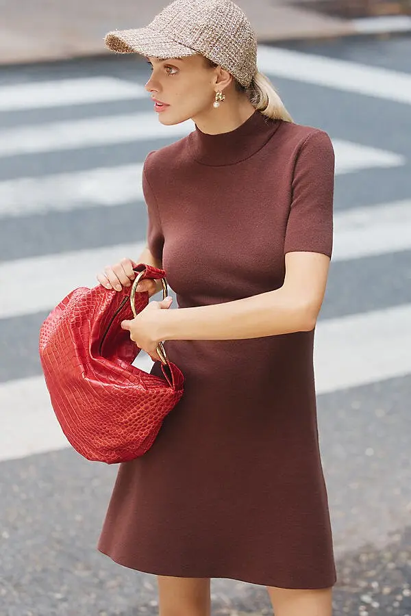 Anthropologie Nina Mod Sweater Mini Dress In Solid Chicory Coffee - 26% Off  | Editorialist
