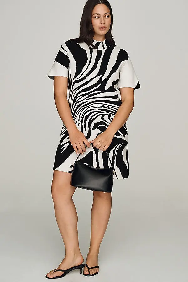 Anthropologie Short-sleeve Mock-neck Sweater Mini Dress