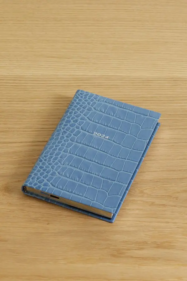 Smythson Panama Mara 2024 Croc-effect Leather Weekly Diary - Blue