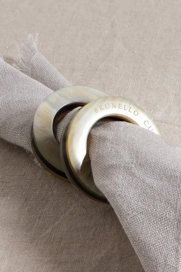 Brunello Cucinelli Set Of Six Horn Napkin Rings - Brown