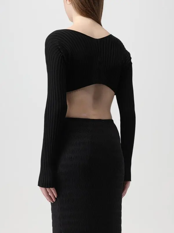 Jacquemus Ribbed Knit Cropped Top With Chain Detail