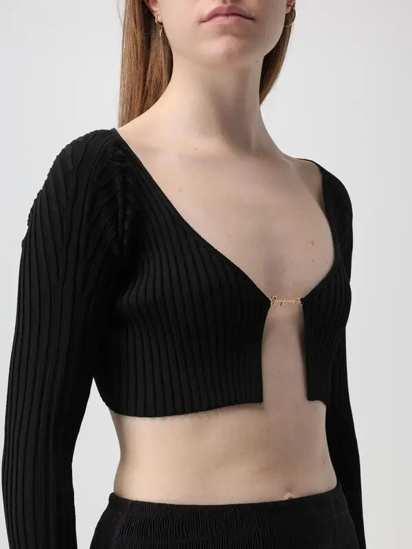 Jacquemus Ribbed Knit Cropped Top With Chain Detail