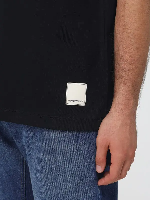 Emporio Armani Cotton T-shirt With Contrast Logo And Dropped Shoulders