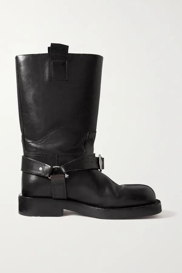 Burberry Buckled Leather Ankle Boots