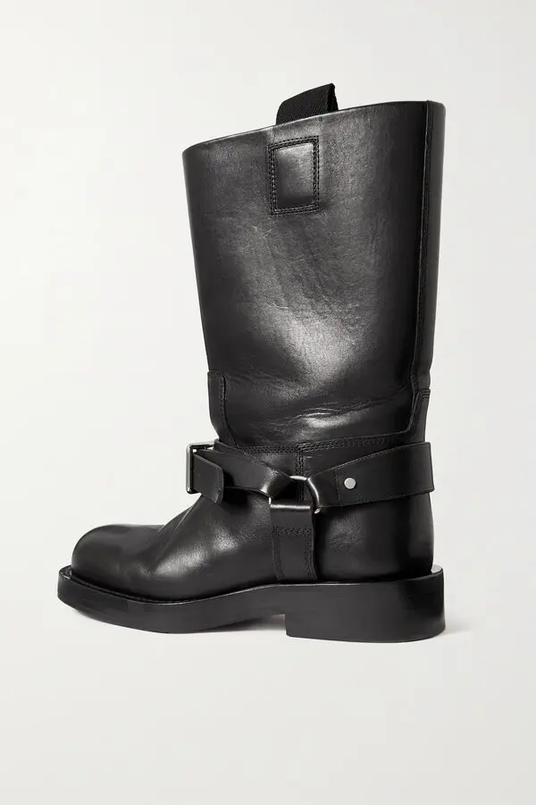 Burberry Buckled Leather Ankle Boots