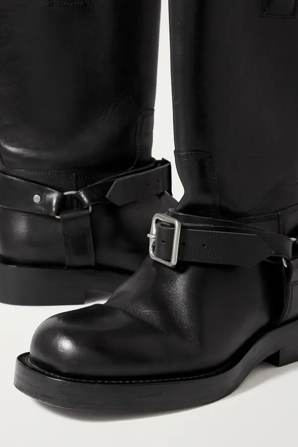 Burberry Buckled Leather Ankle Boots